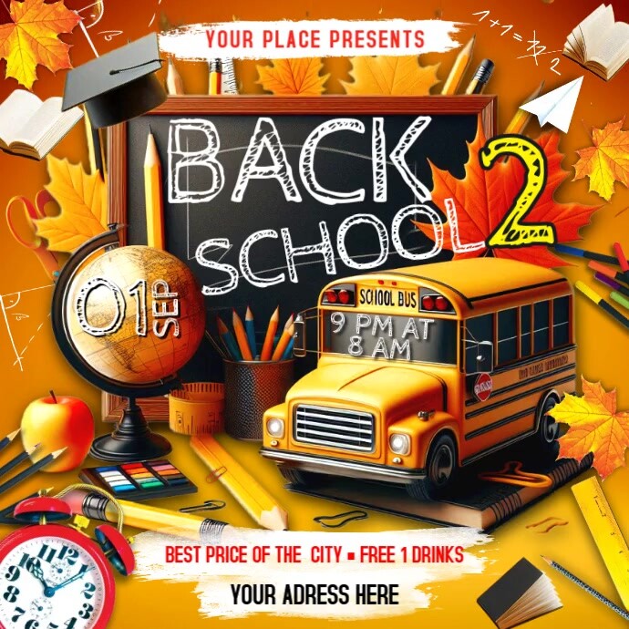 Copy of 3d Back To School Square (1:1) | PosterMyWall