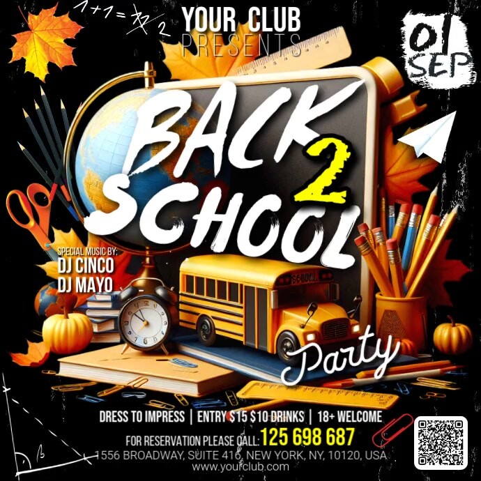 3d Back To School Square (1:1) Template | PosterMyWall
