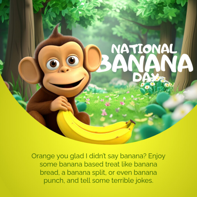 3d Banana Day Instagram Post Template | PosterMyWall