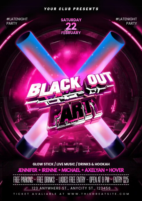 3d Black Out Party A4 Template | PosterMyWall