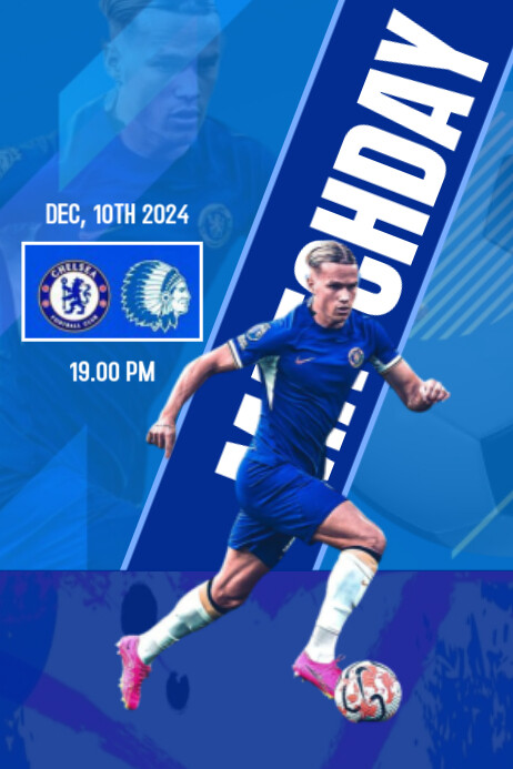 3d Blue Mix Matchday Soccer Poster Templat | PosterMyWall