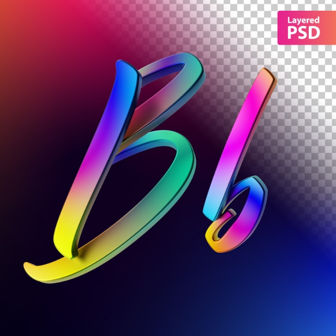 Copy of 3D calligraphic rainbow color letter | PosterMyWall