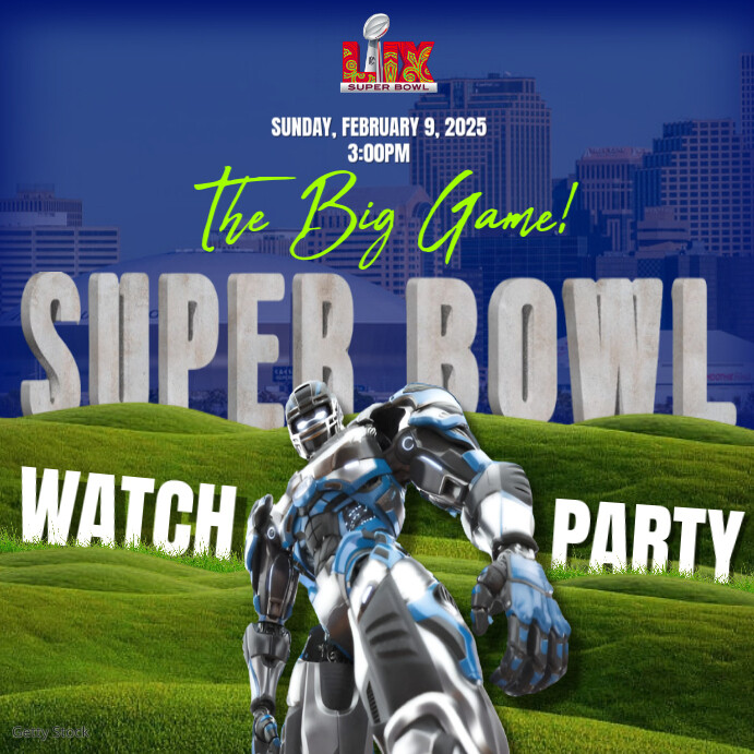 3D Cement Letters 3D Cleatus NFL Robot Hills Super Bowl Watch Party ...