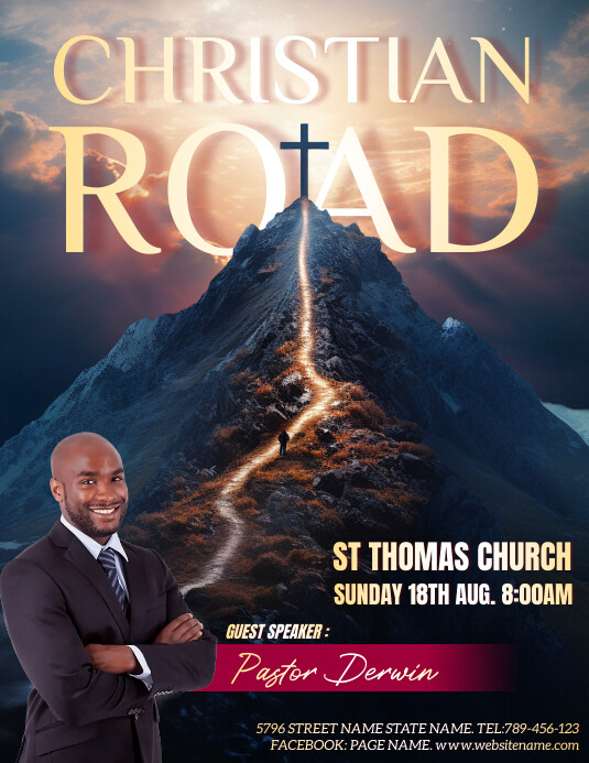 3D Christian Road - Church Event Poster Template | PosterMyWall