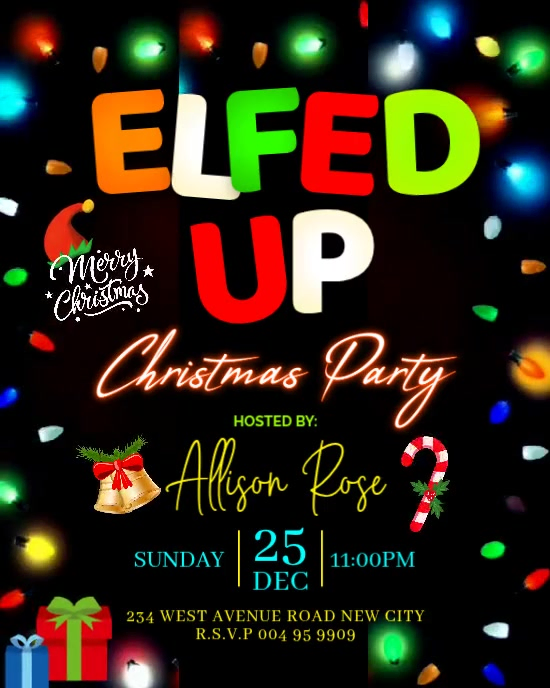 Copy of 3d Christmas Elfed Up Night Party Event Xmas Elf Celebration ...