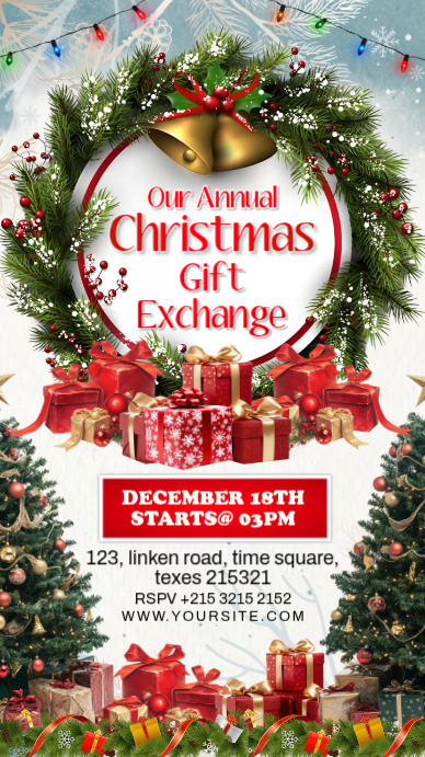 3d Christmas Gift Exchange Digital Display (9:16) Template | PosterMyWall