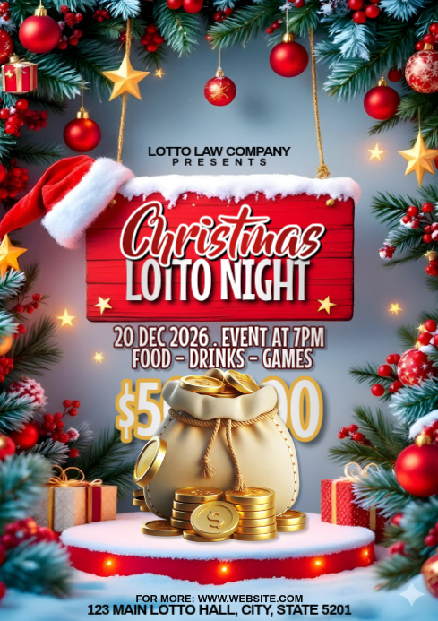 3d Christmas Lotto Night A4 Template | PosterMyWall