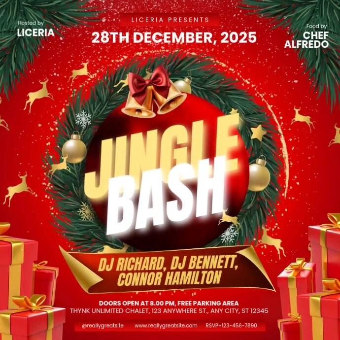 3d Christmas Party Event Persegi (1:1) Template | PosterMyWall