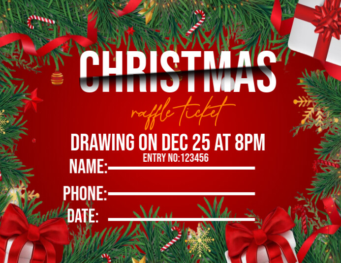 3d Christmas Raffle Ticket Flyer (us Letter) Template | PosterMyWall
