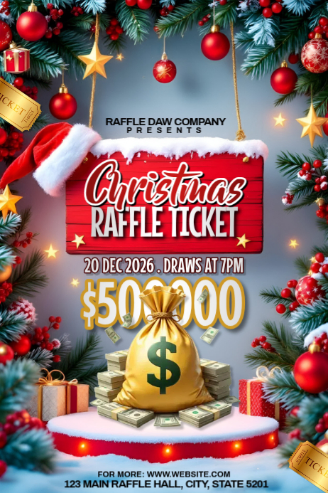 3d Christmas Raffle Tickets Poster Template | PosterMyWall