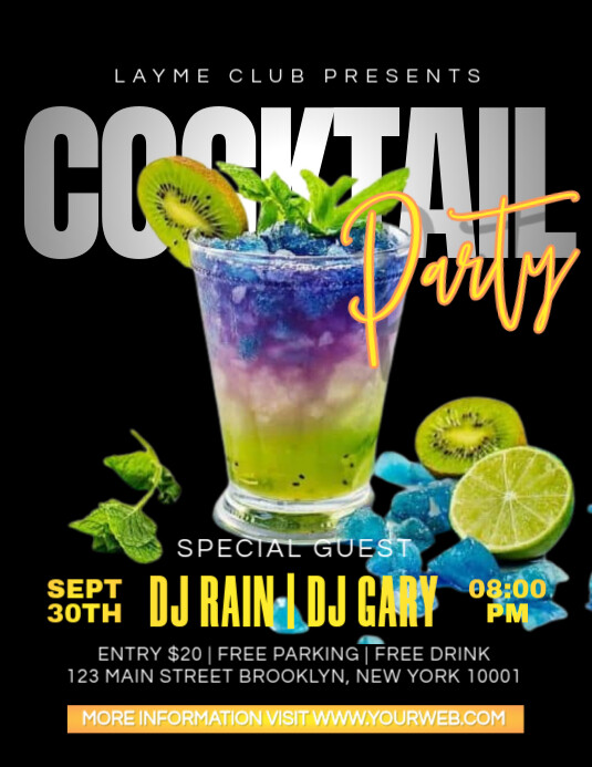 Plantilla de 3d Cocktail Party Flyer (us Letter) | PosterMyWall