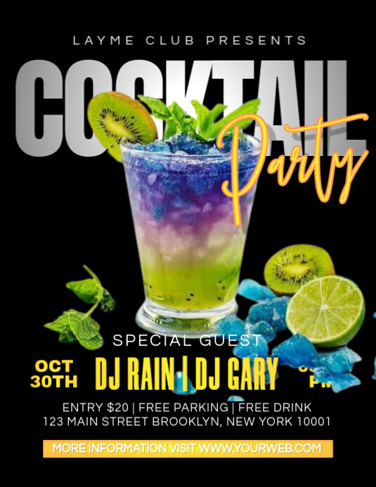 3d Cocktail Party Pamflet (letter As) Template | PosterMyWall