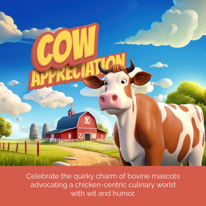 3d Cow Appreciation Day Instagram Post Template | PosterMyWall