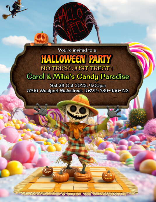 3D Cute Halloween Party Invitation Flyer | PosterMyWall
