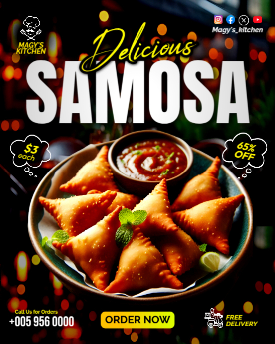 Copy of 3d Delicious Samosa Delivery Sambusa Restaurant Food Delivery ...