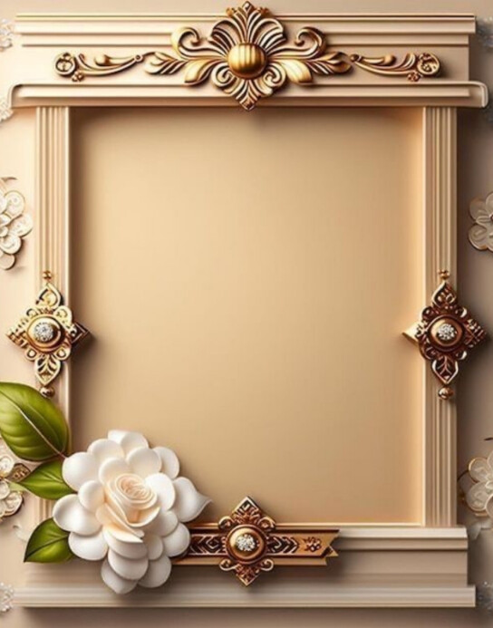 3d Elegant Floral Frame With Golden Accent Poster/wallboard Template ...
