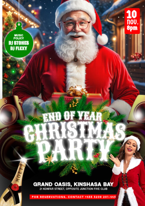 3d End of year Christmas Party Event Flyer A4 Template | PosterMyWall