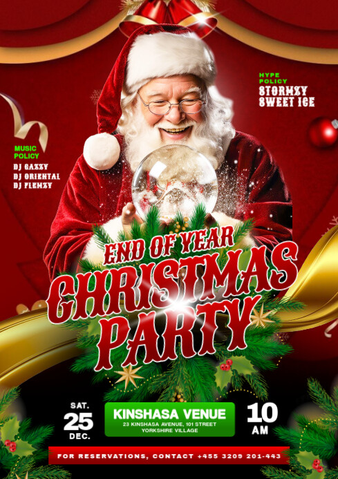 3d End of Year Christmas Party Event Flyer A4 Template | PosterMyWall