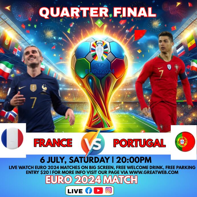 3d Euro 2024 Quarter Final Match Instagram Po Template | PosterMyWall