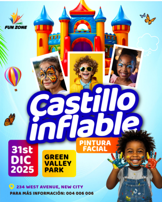 3d Folleto Del Parque Atracciones Castillo Inflable, Zona Juegos Para ...