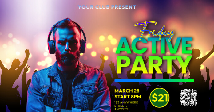 3d Friday Active Party Gambar Bersama Facebook Template | PosterMyWall