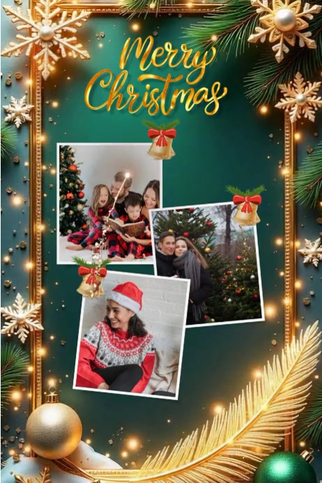 3D Gold Christmas Family Collage Poster Template | PosterMyWall