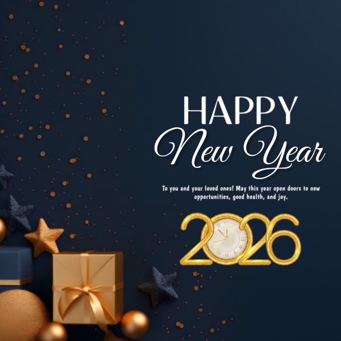 3D Golden 2026 Happy New Year Celebration Poster Template | PosterMyWall