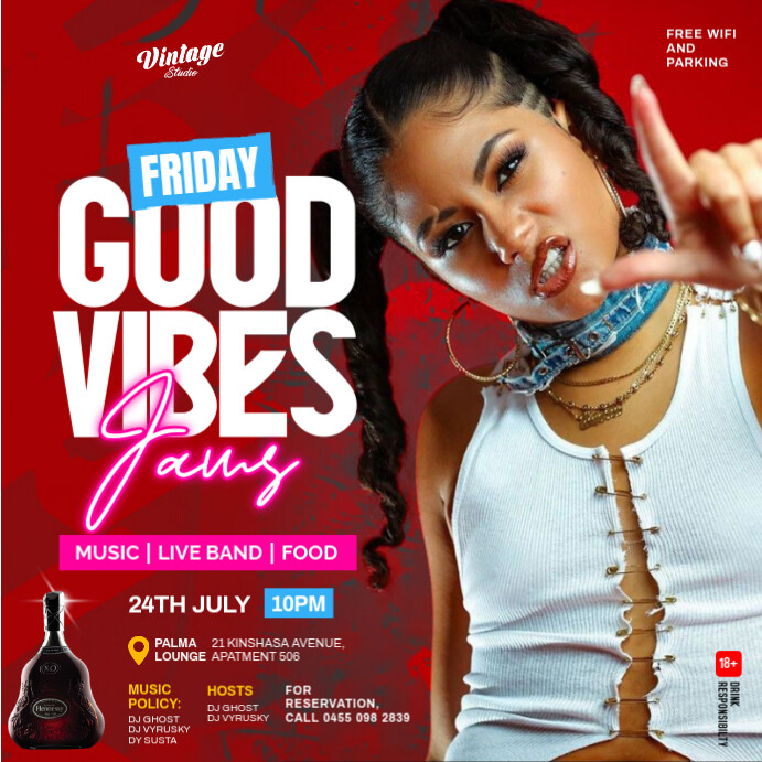 3d Good Vibes Friday Party Flyer for Instagram-skabelon | PosterMyWall