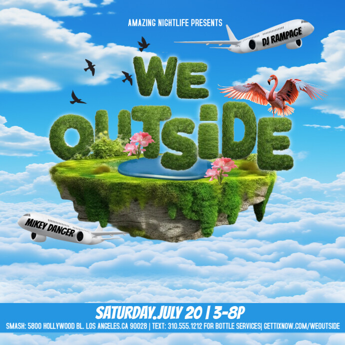 3D GRASS BLUE INSTAGRAM WE OUTSIDE TEMPLATE | PosterMyWall