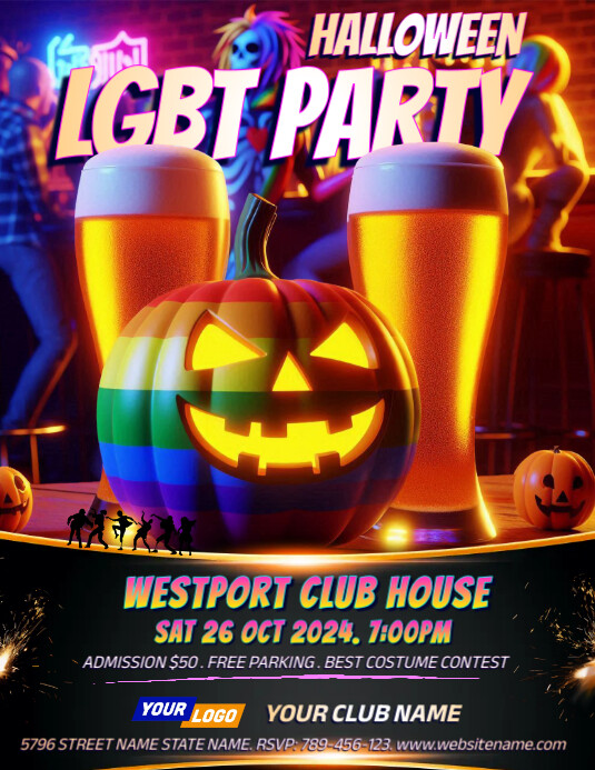 3d Halloween Lgbt Party Flyer Template | PosterMyWall