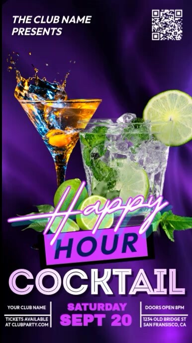 3d Happy Hour Cocktail Instagram Story Template | PosterMyWall