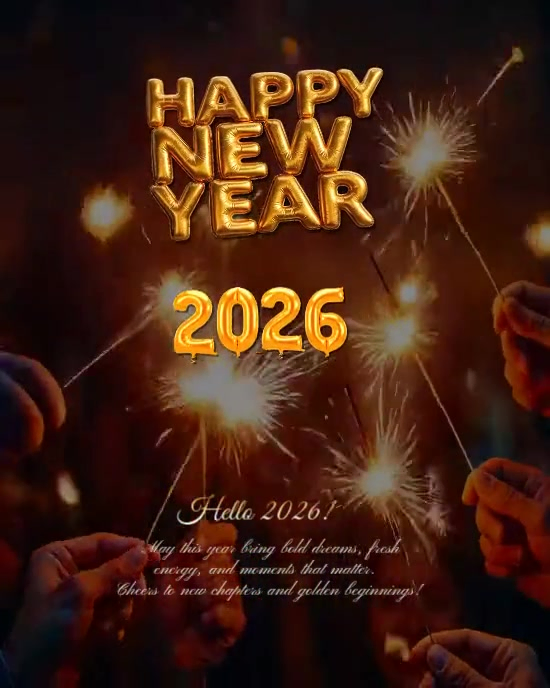 3d Happy New Year 2026 | Gold Sparklers Instagram Portrait Template ...