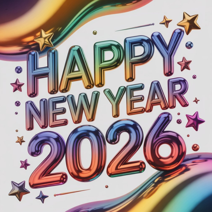 3d Happy New Year 2026 Poster – Colorful 3d Balloon Typography ...