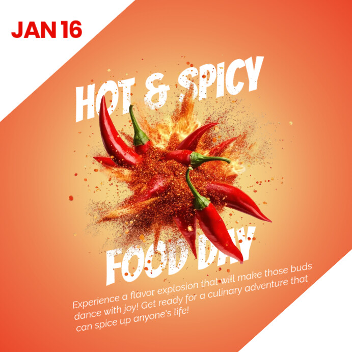 3d Hot And Spicy Food Day Instagram Post Template | PosterMyWall