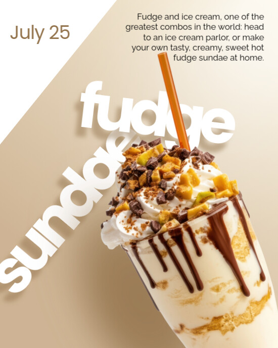 Copy of 3d Hot Fudge Sundae Instagram Portrait | PosterMyWall