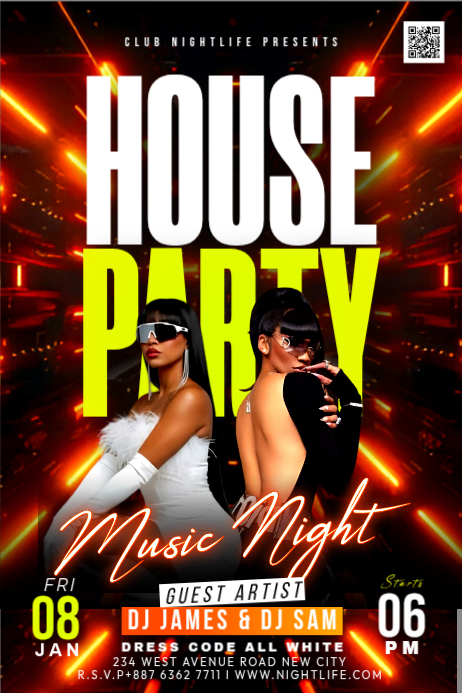 3d House Party Dj Celebration Bash Home Deejay Music Party Invitation ...