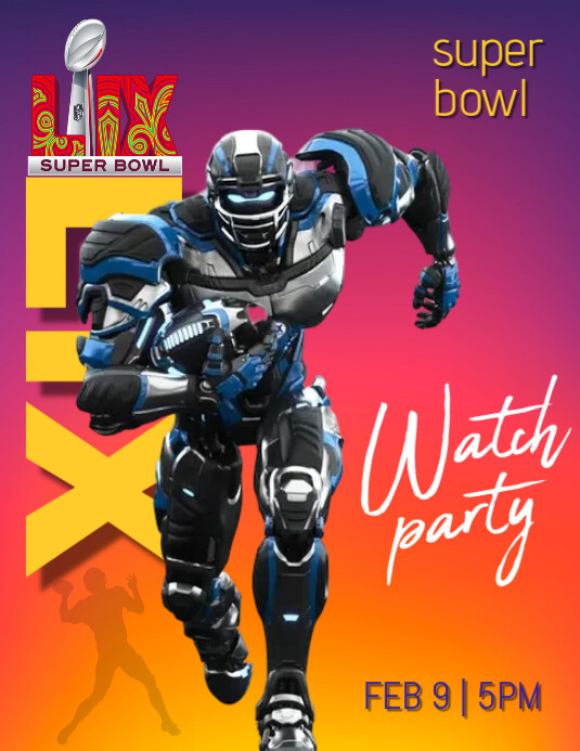 Copy of 3d Hyper Gradient Super Bowl Watch Party Flyer Template Flyer ...