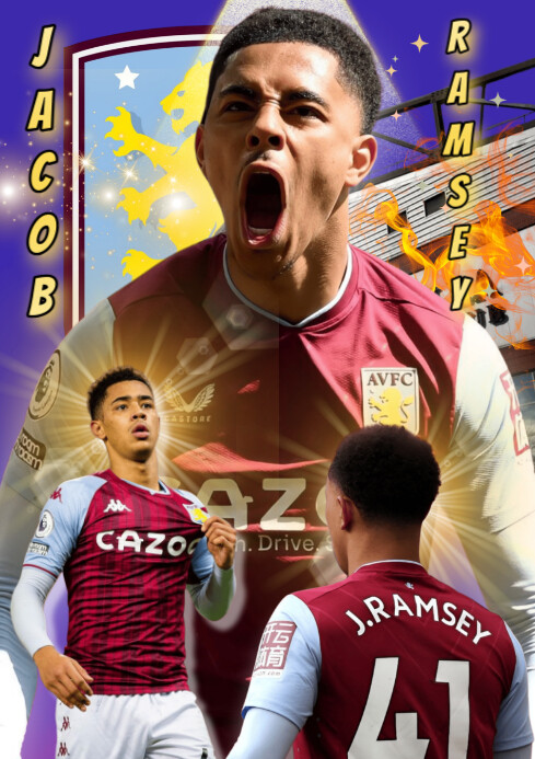 3d Jacob Ramsey Aston Villa Football Player A4 Template | PosterMyWall