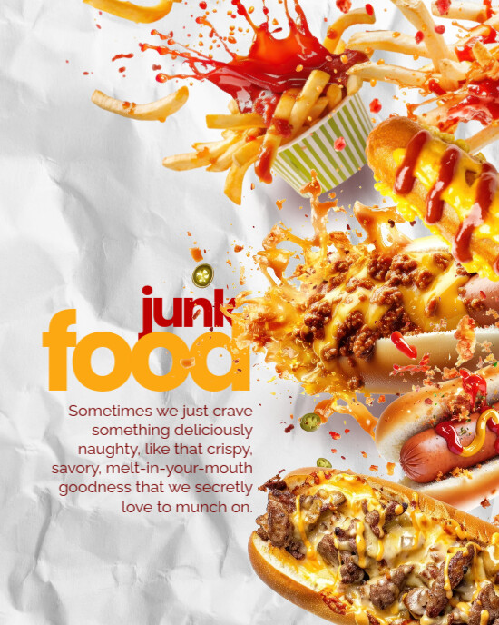 3d Junk Food Day Instagram Portrait Template | PosterMyWall