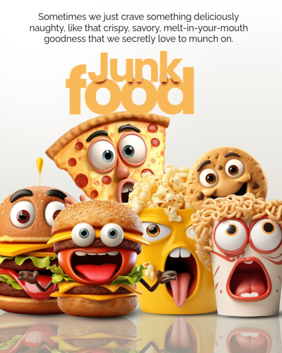 3d Junk Food Instagram Portrait Template | PosterMyWall