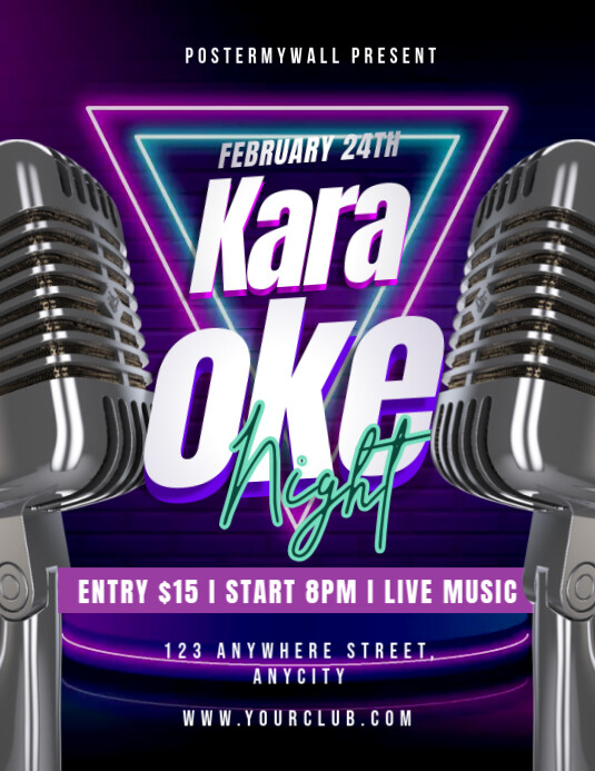 3d Karaoke Night Party Pamflet (letter As) Template | PosterMyWall