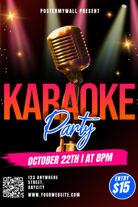 3d Karaoke Party Poster Template | PosterMyWall