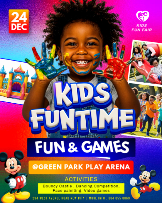 3d Kids Family Fun Day Amusement Park Play Zone Bouncy Castle ...