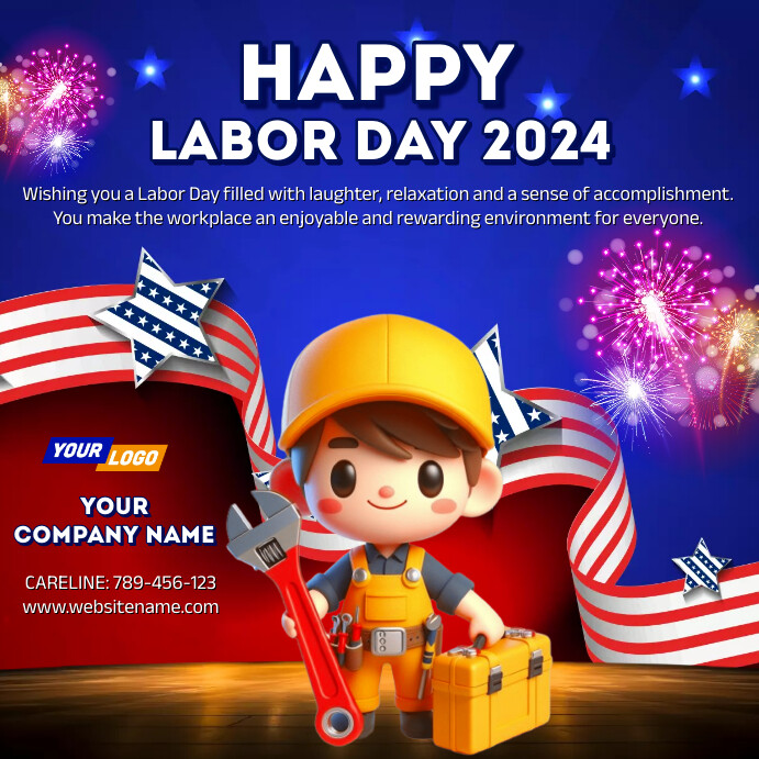 3d Labor Day Thank You Greeting Card Template | PosterMyWall