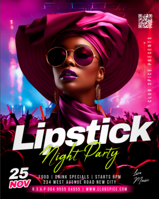 3d Lipstick Makeup Ladies Beauty Night Party Disco Lounge Club Music Dj ...