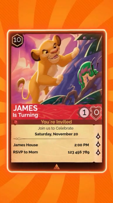 Simba Card, Lion King, Birthday Video Invitation Pantalla Digital (9:16 ...