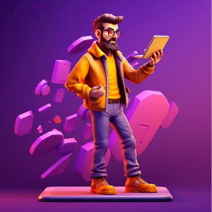 Copy of 3d-man-with tech-device | PosterMyWall