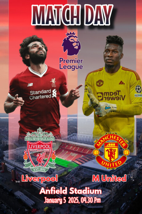 3d Matchday Premiere League Liverpool Vs Manchester United Poster ...