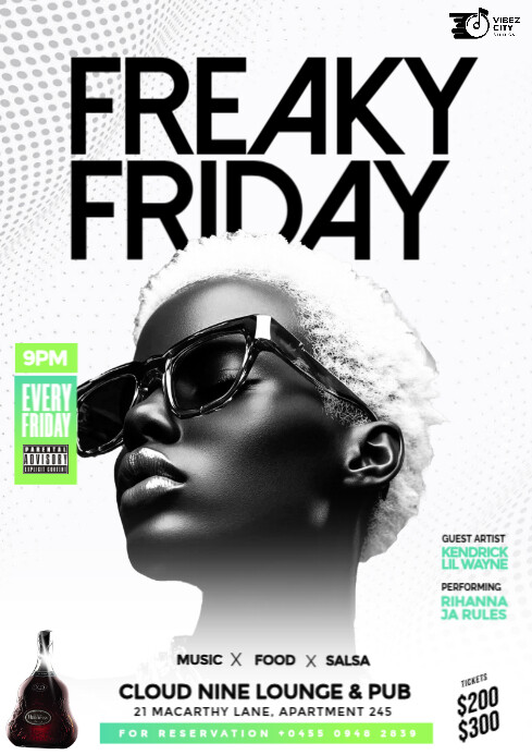 3D Maximalist Colourful Freaky Friday Party Club Flyer A4 Template ...