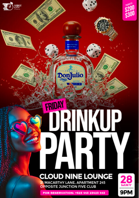 3D Maximalist Drink up Party Night Event Party Flyer | PosterMyWall